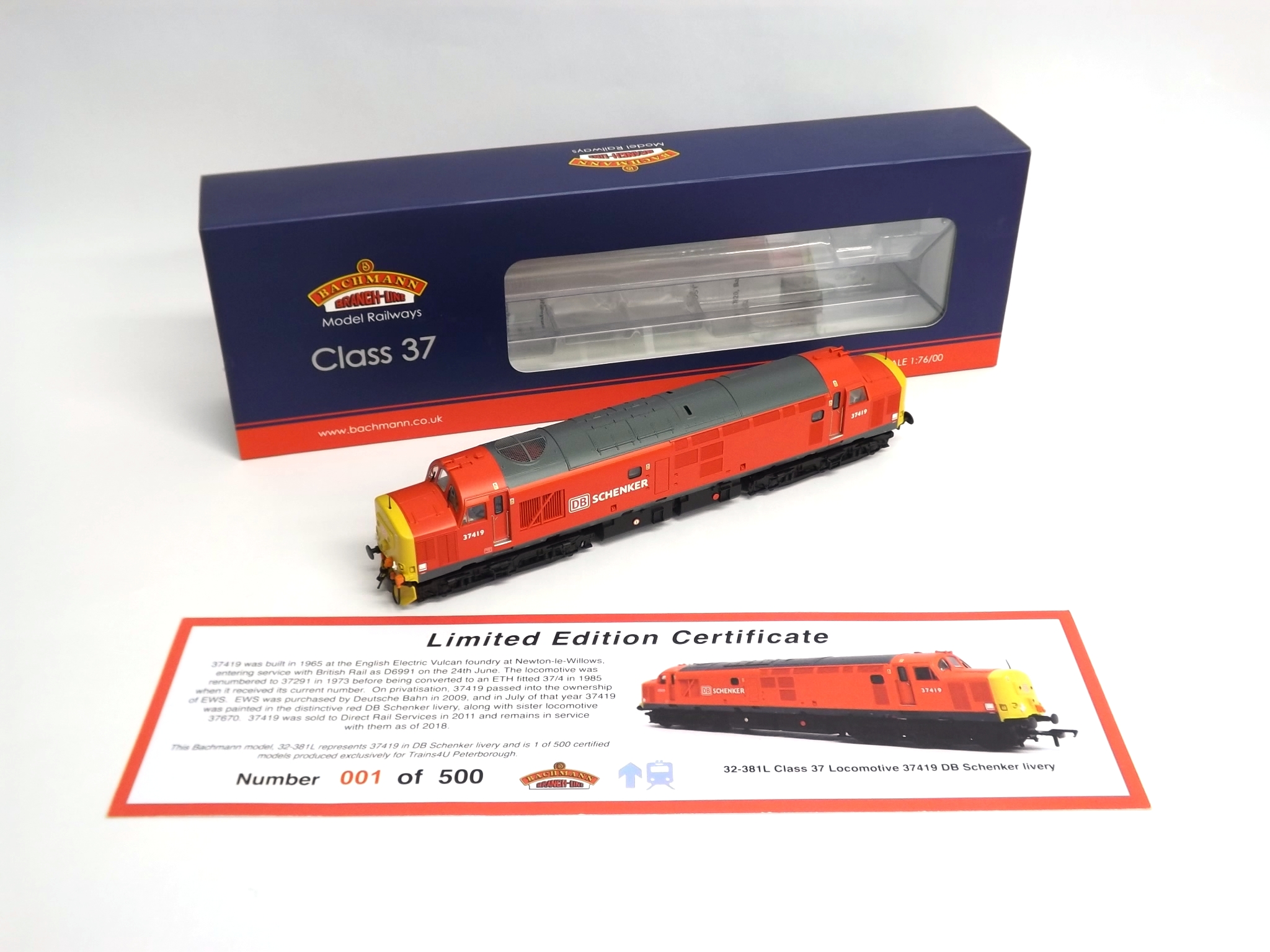 Bachmann 32-381LW Class 37 37419 DB Schenker with Matt Finish